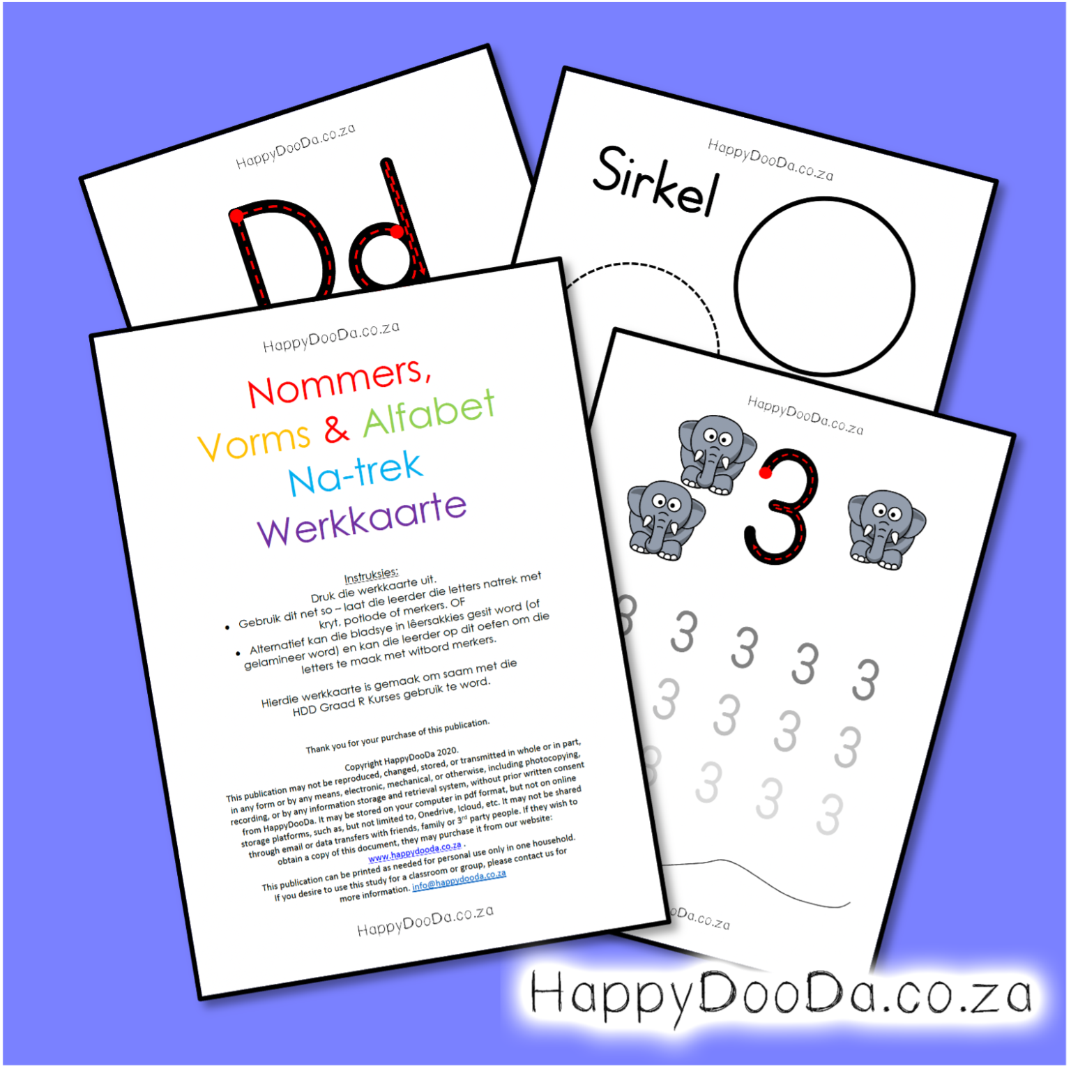 HDD Nommers, Vorms en Alfabet Natrek Werkkaarte – HappyDooDa
